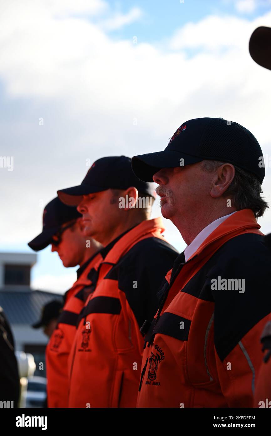 U.S. Coast Guard Kodiak Fire Department members participate in a 9/11 ...