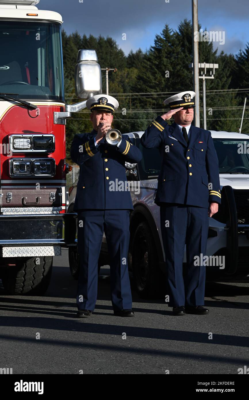 Lt. Brandt Peacock, a chaplain at Coast Guard Base Kodiak, performs ...