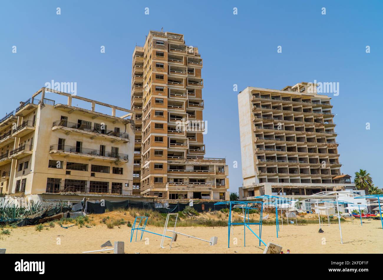 The abandoned hotels and buildings in the beach resort of Maras ...