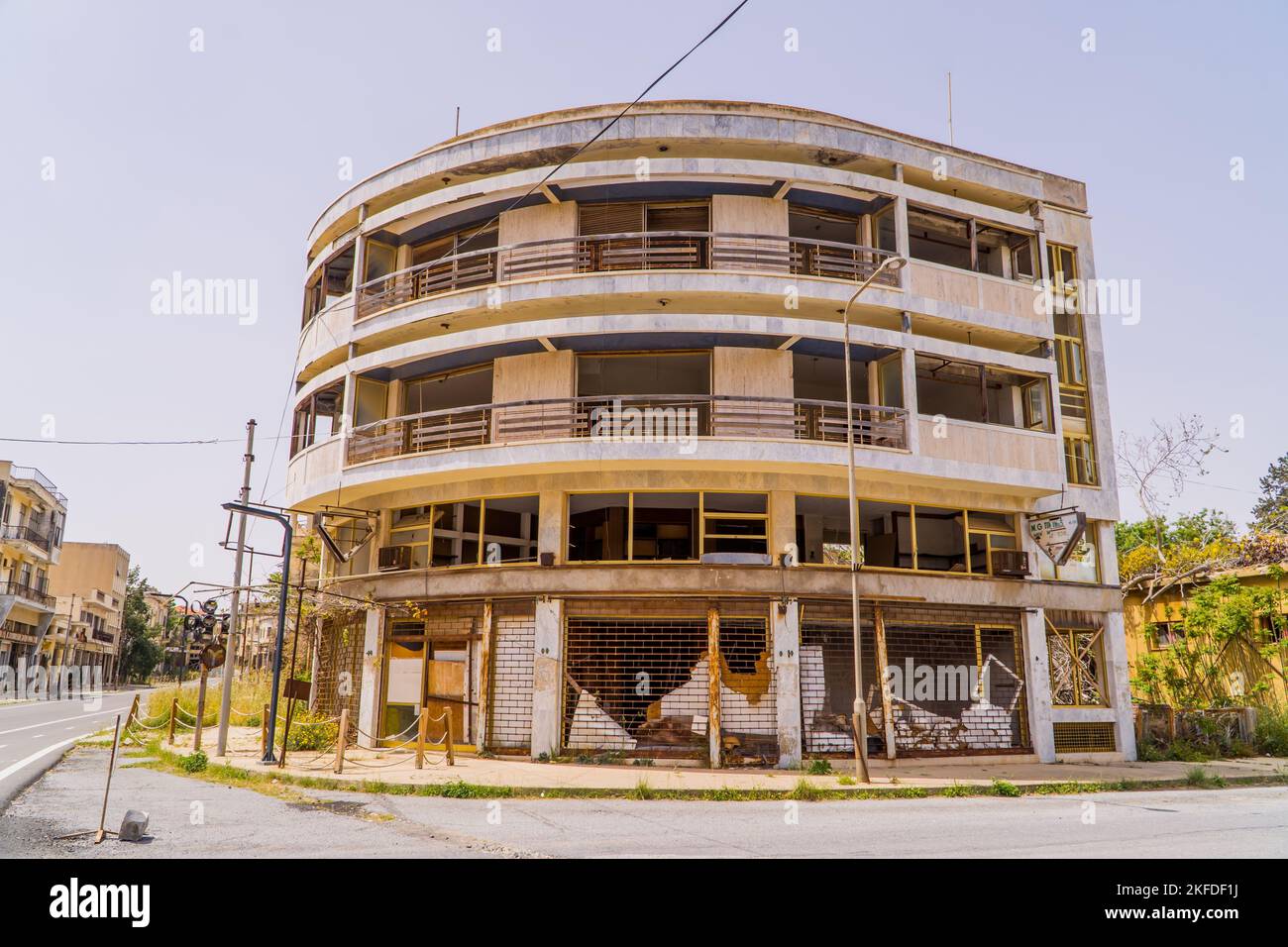 The abandoned building in the beach resort of Maras. Varosha, Cyprus ...