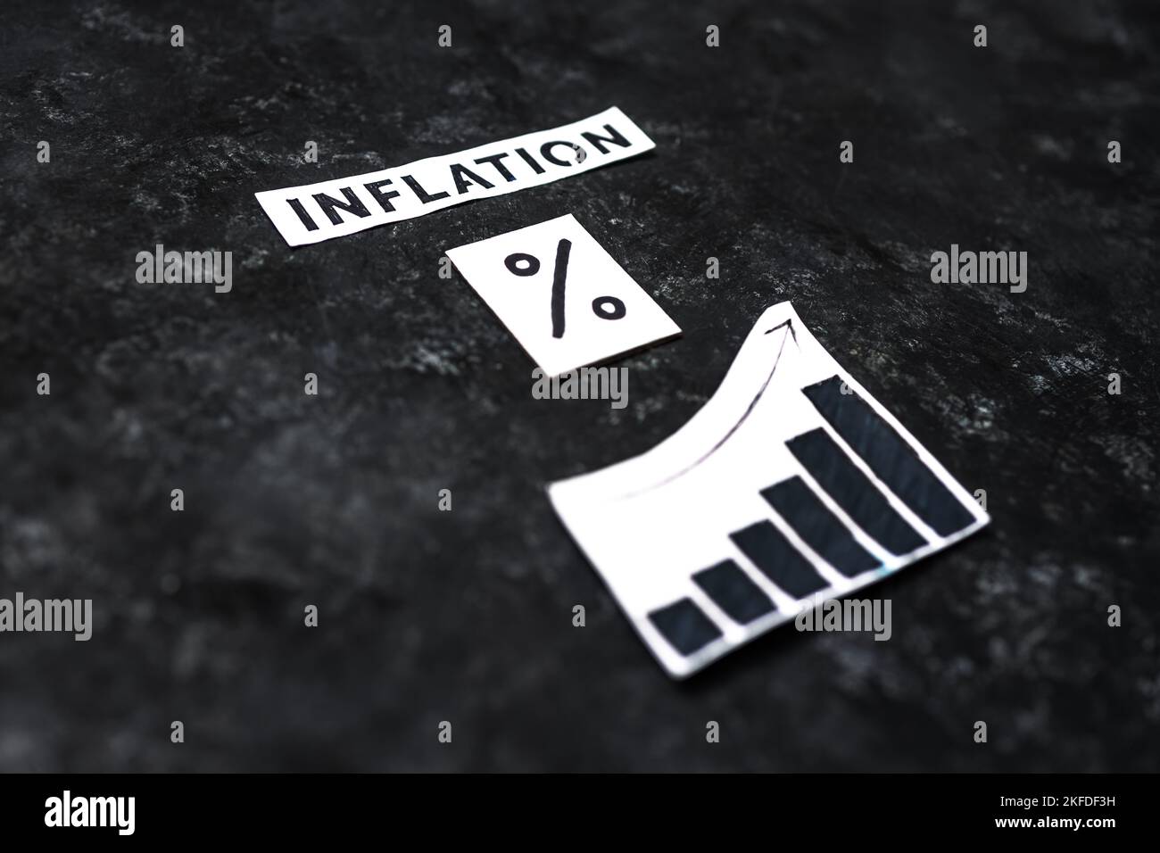 Inflation text with percentage symbol and chart with stats increasing ...