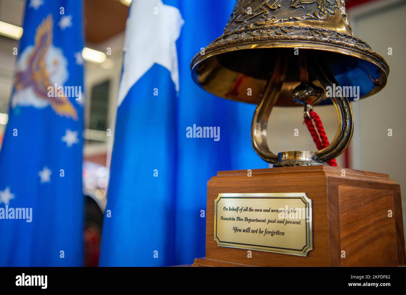 The ceremonial bell awaits the beginning of the 9/11 memorial ceremony ...