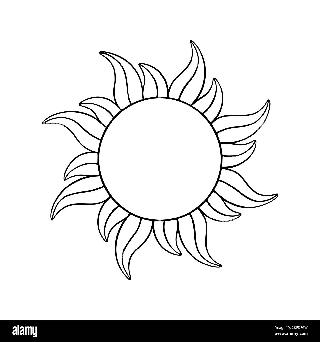 Tarot sun circle frame. Magic tarot sun in doodle style. Vector ...