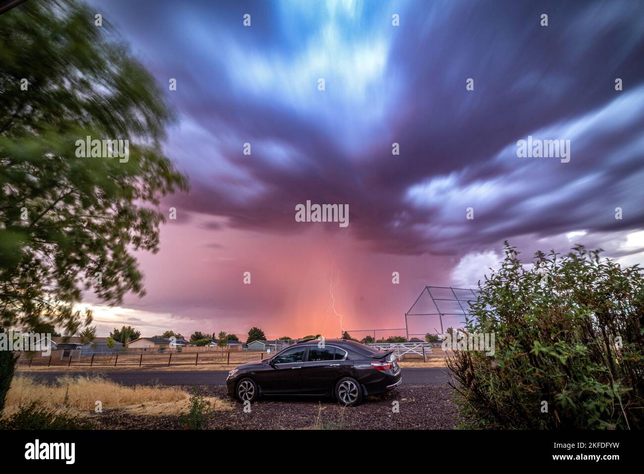 A View toward Castle Court Park of Monsoon Weather and Lightening with ...