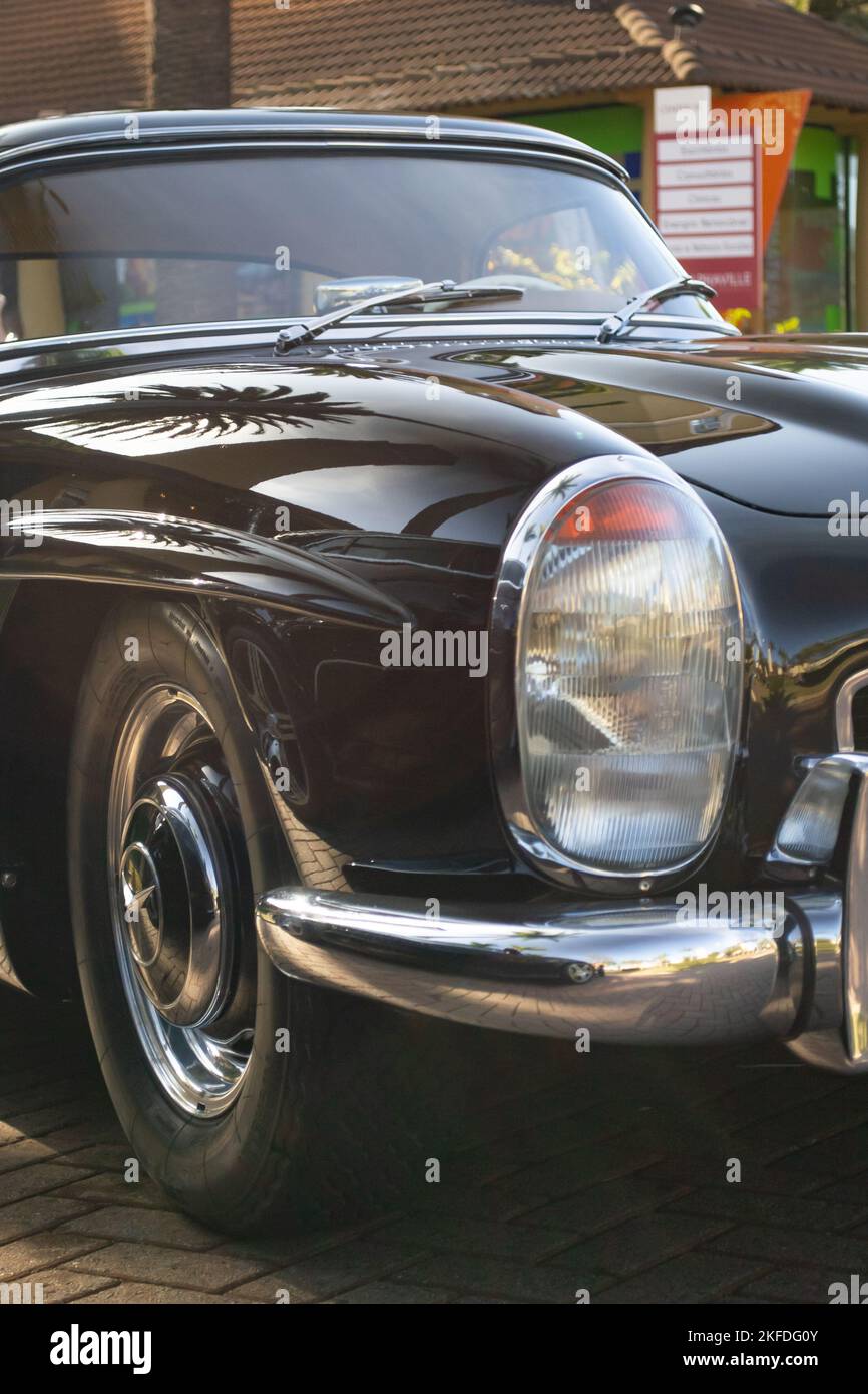 The front part of a classic retro Mercedes 300SL in closeup Stock Photo ...