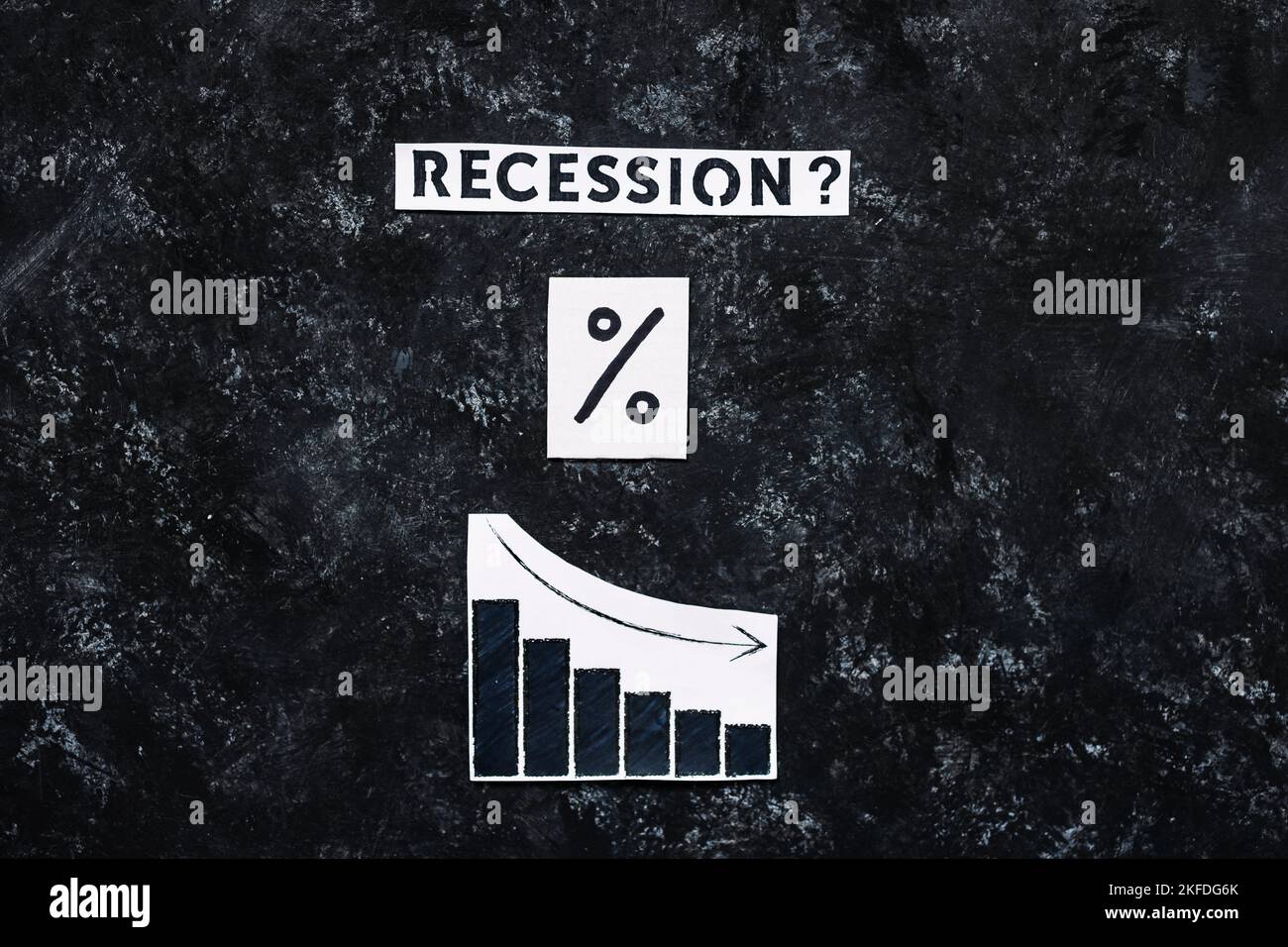 Recession? text with percentage symbol and chart with economic growth ...