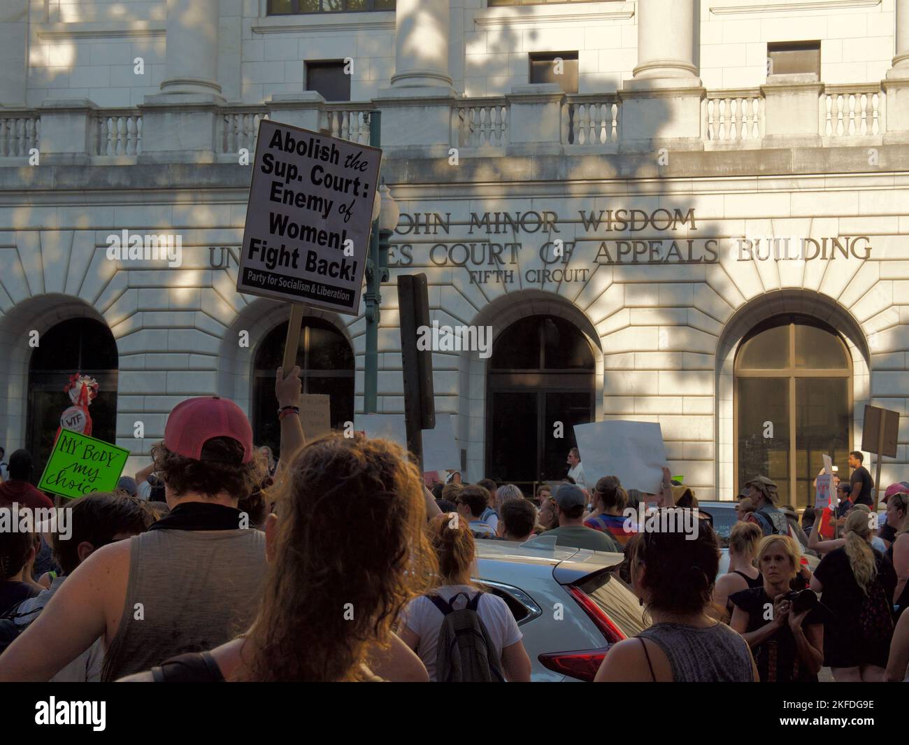 A crowd gathers outside of the United States Fifth Circuit Court Stock ...