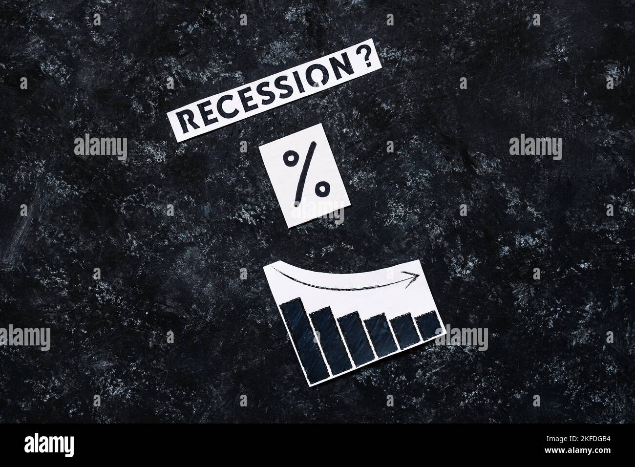 Recession? text with percentage symbol and chart with economic growth ...