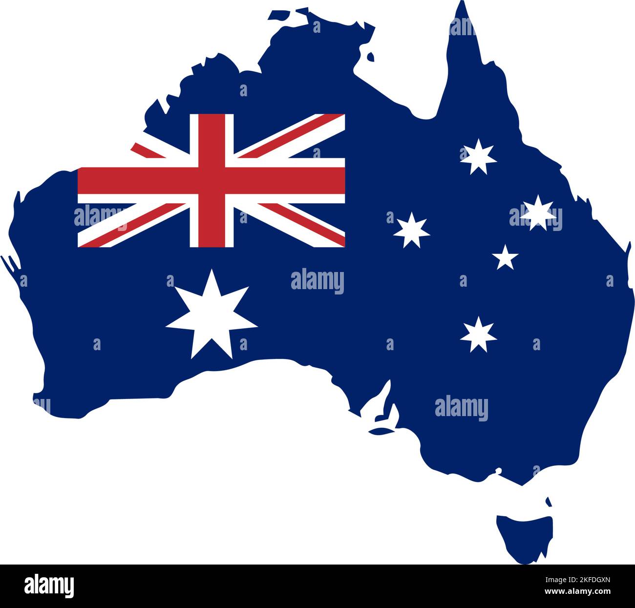 An outline of the Australian map with colors isolated on a white ...