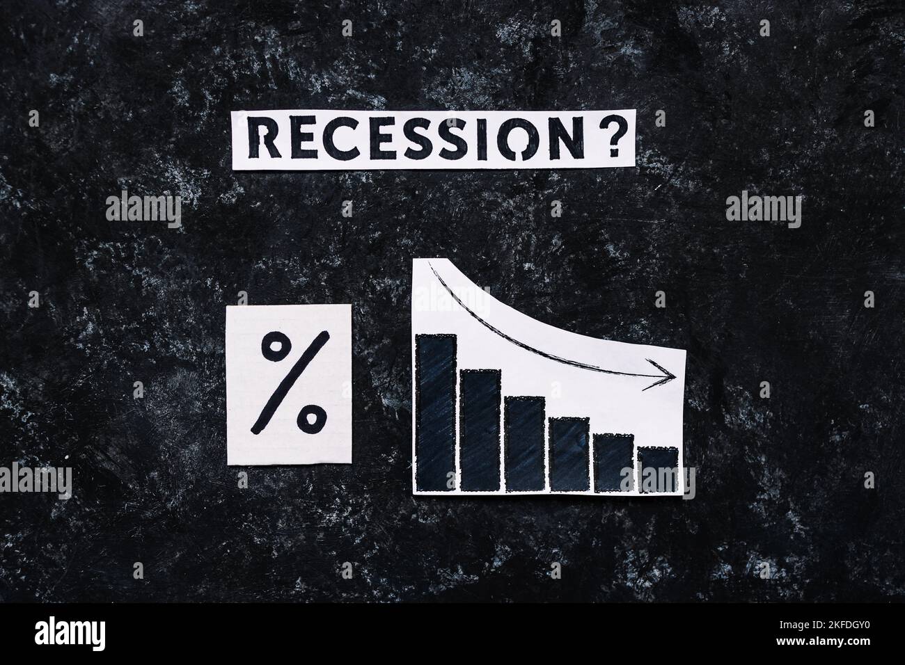 Recession? text with percentage symbol and chart with economic growth ...