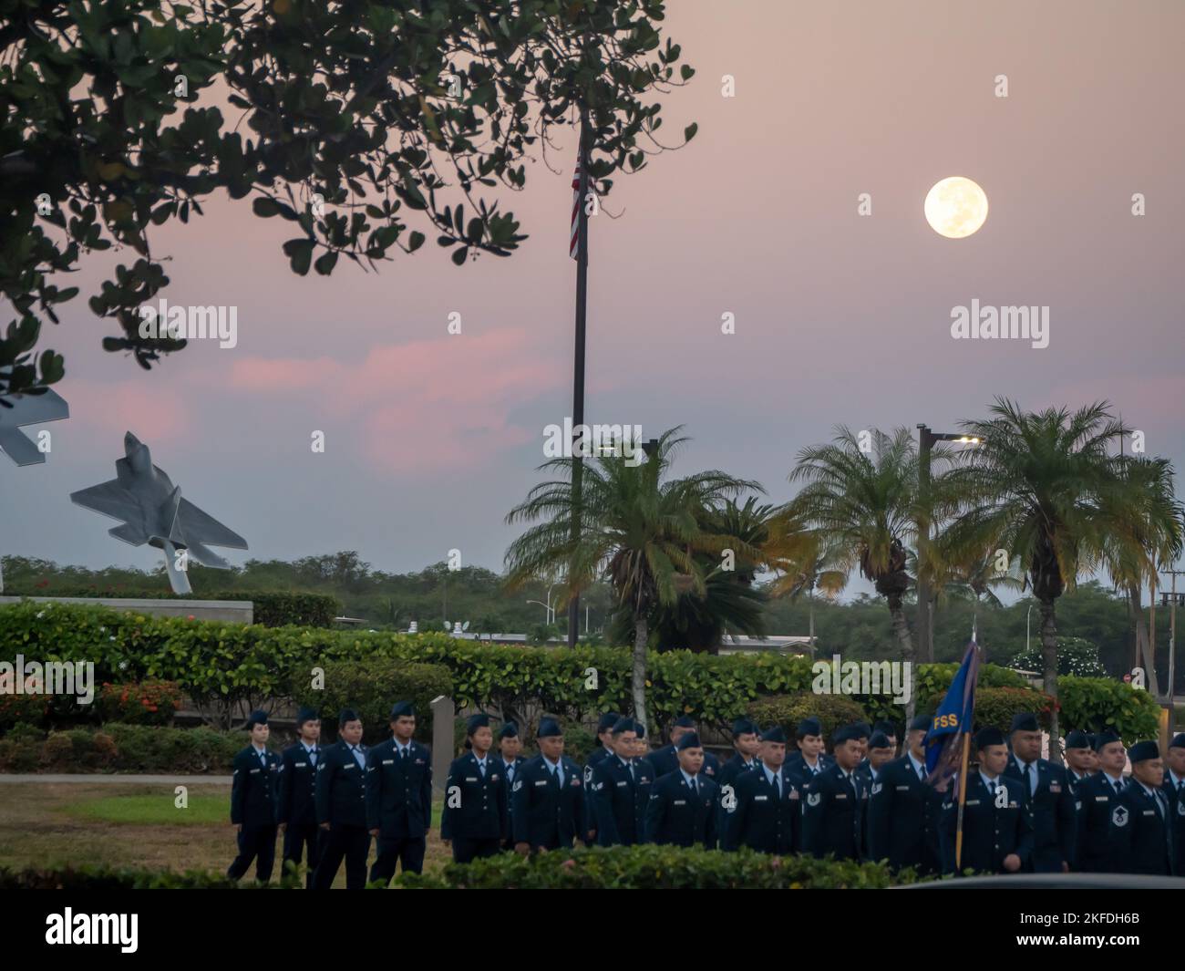 154th Force Support Squadron Airmen assemble for a uniform inspection ...