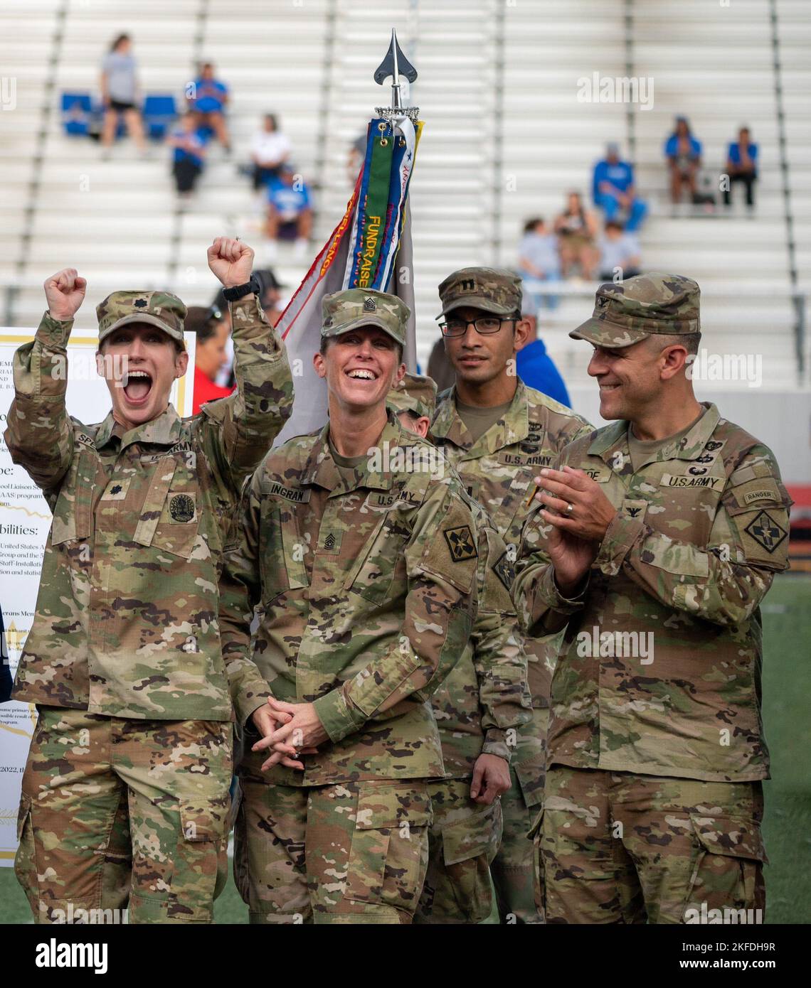 Lt. Col. Genna Speed, left, alongside her Command Sergeant Major ...