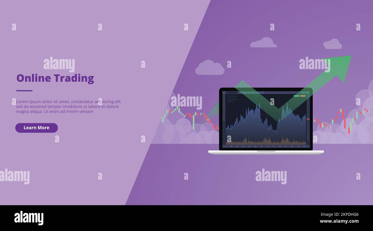 online trading concept for website landing homepage template banner or ...
