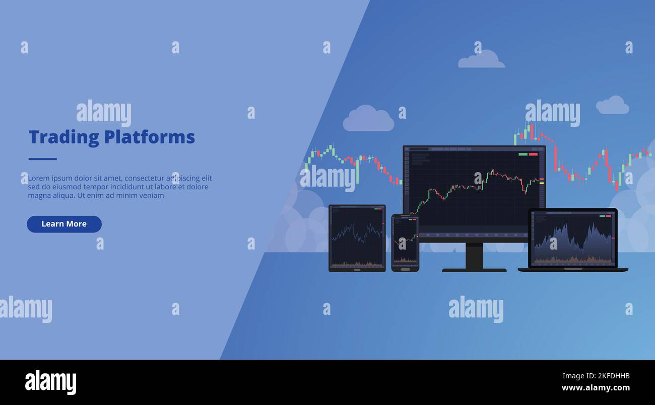 online trading platforms concept for website landing homepage template ...