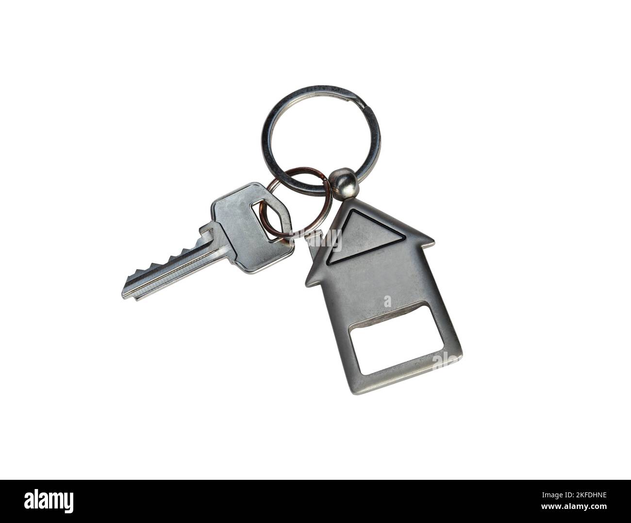 House key and keyring isolated on white Stock Photo - Alamy