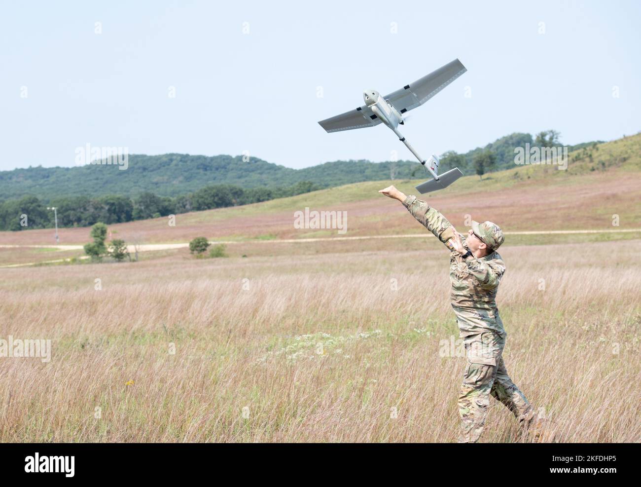 Wisconsin National Guard Soldiers fly an RQ-11B Raven Small Unmanned ...