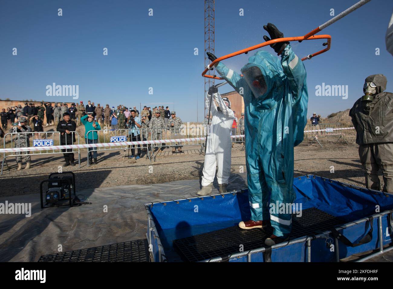 A Mongolia National Emergency Management Agency team demonstrates ...