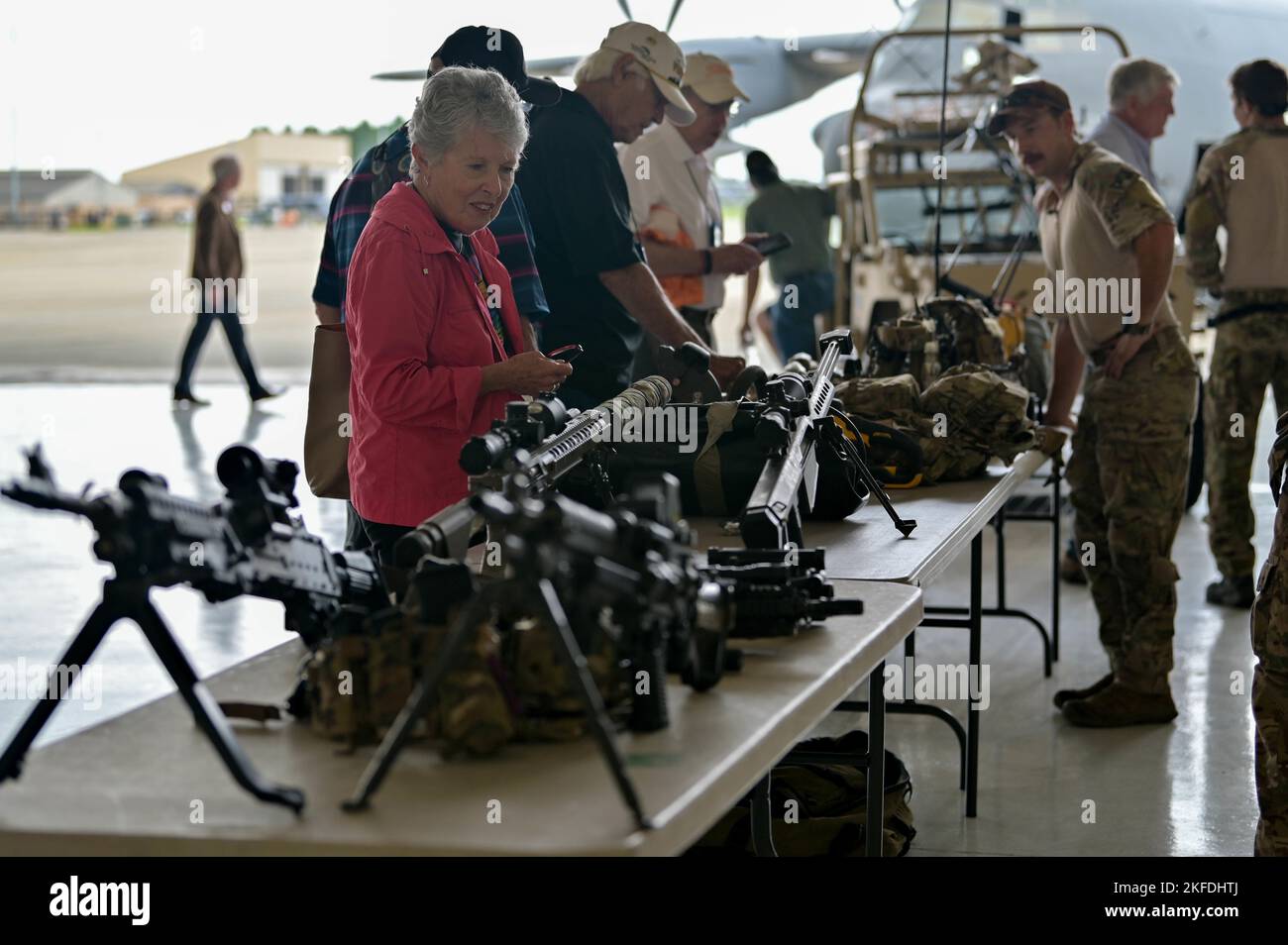 The 38th Rescue Squadron displays weapons and equipment they use during ...