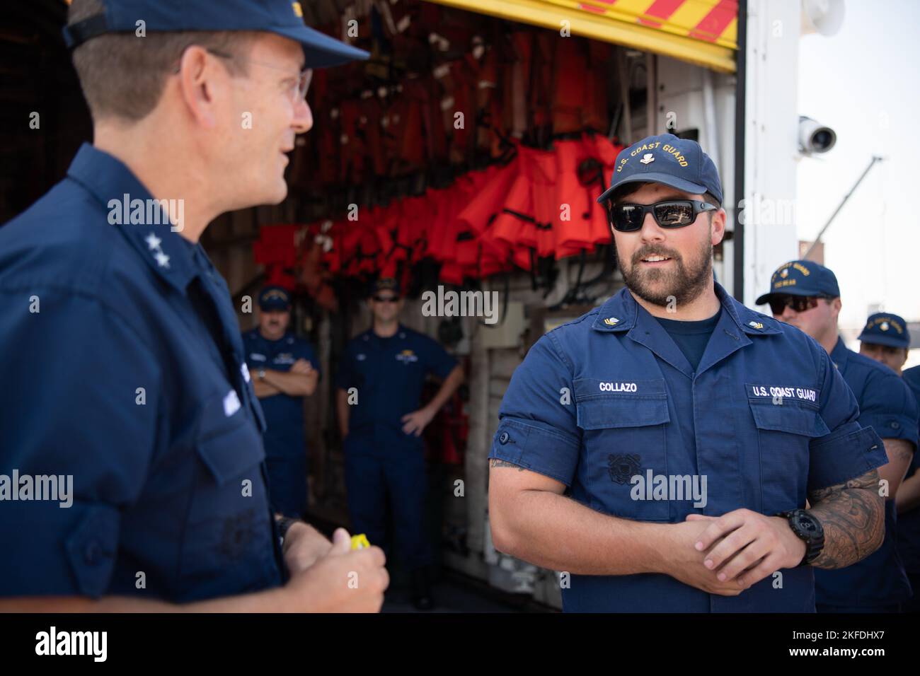 U.S. Coast Guard Petty Officer 2nd Class Marcos Collazo, a boatswain’s ...
