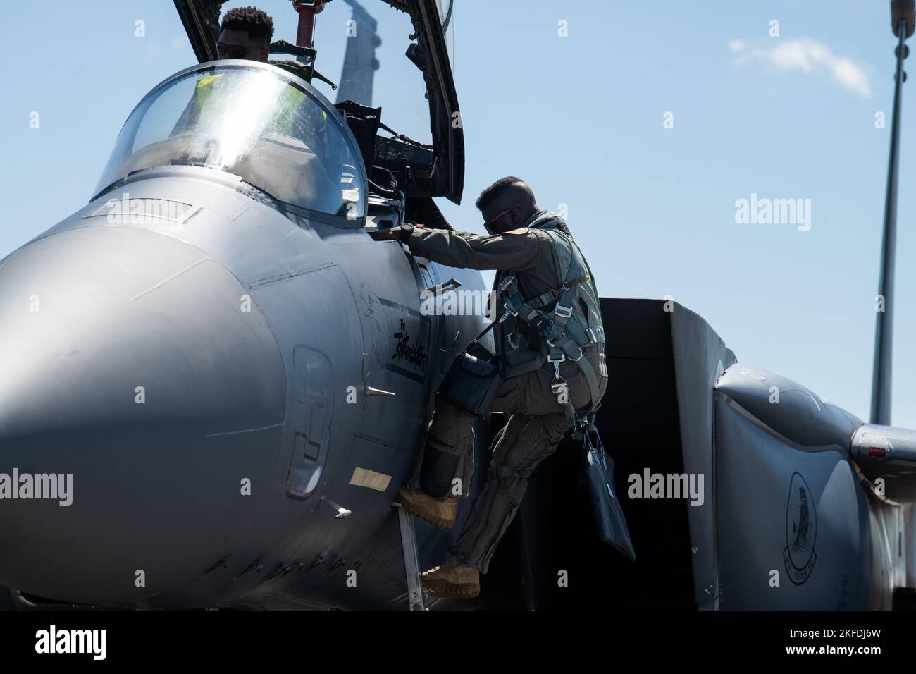 A U.S. Air Force F-15E Strike Eagle pilot assigned to the 494th Fighter ...