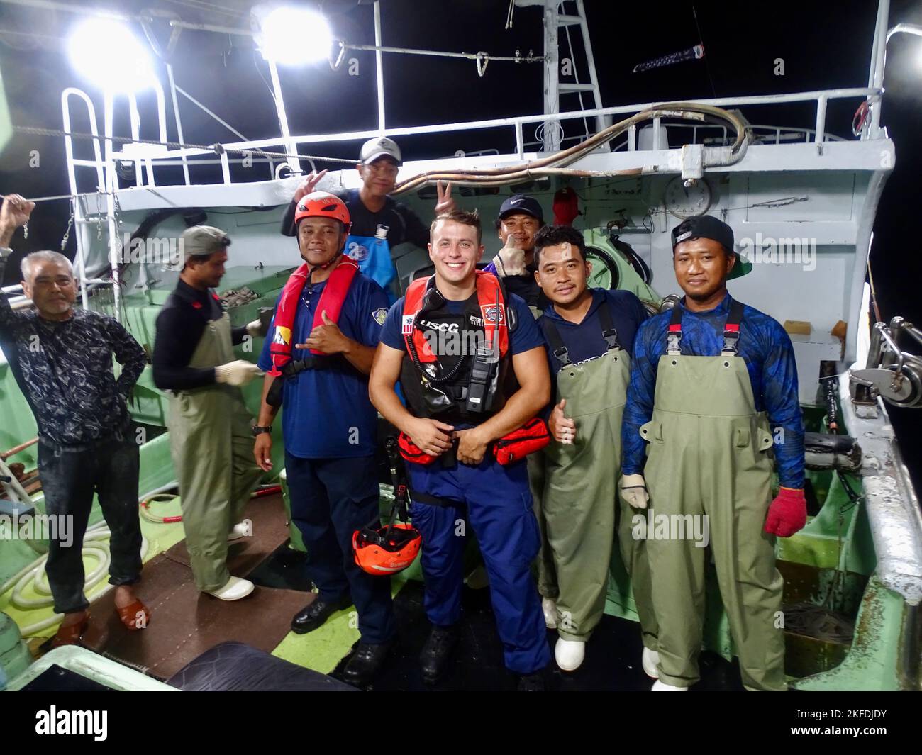 The boarding team and Palauan shiprider from USCGC Frederick Hatch (WPC ...