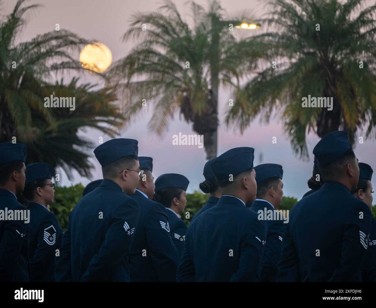 154th Force Support Squadron Airmen assemble for a uniform inspection ...