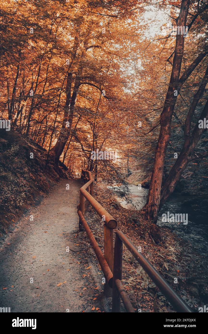 In the wild between rocks and sandstones. Hiking trail in vanishing ...