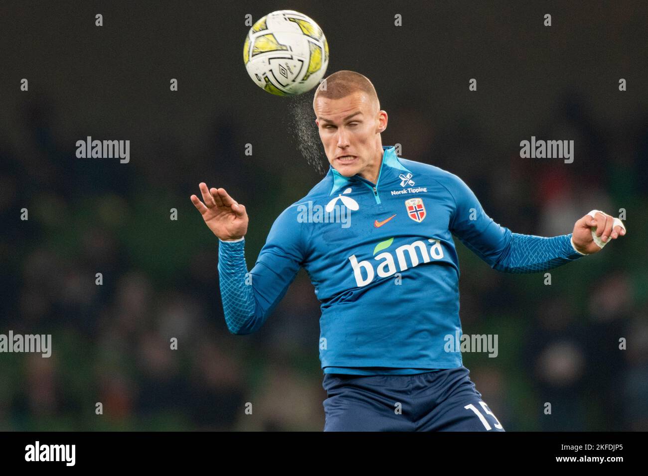 Dublin, Ireland. 17th Nov, 2022. Leo Skiri Ostigard of Norway jumpload ...
