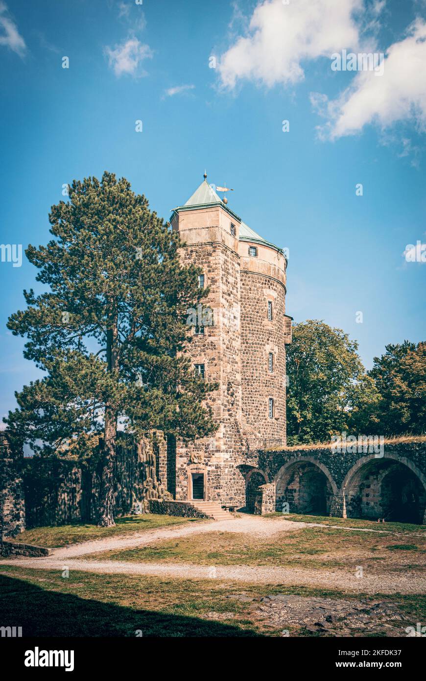 Stolpen Castle in Saxon Switzerland. Tower of the prisoner Countess ...