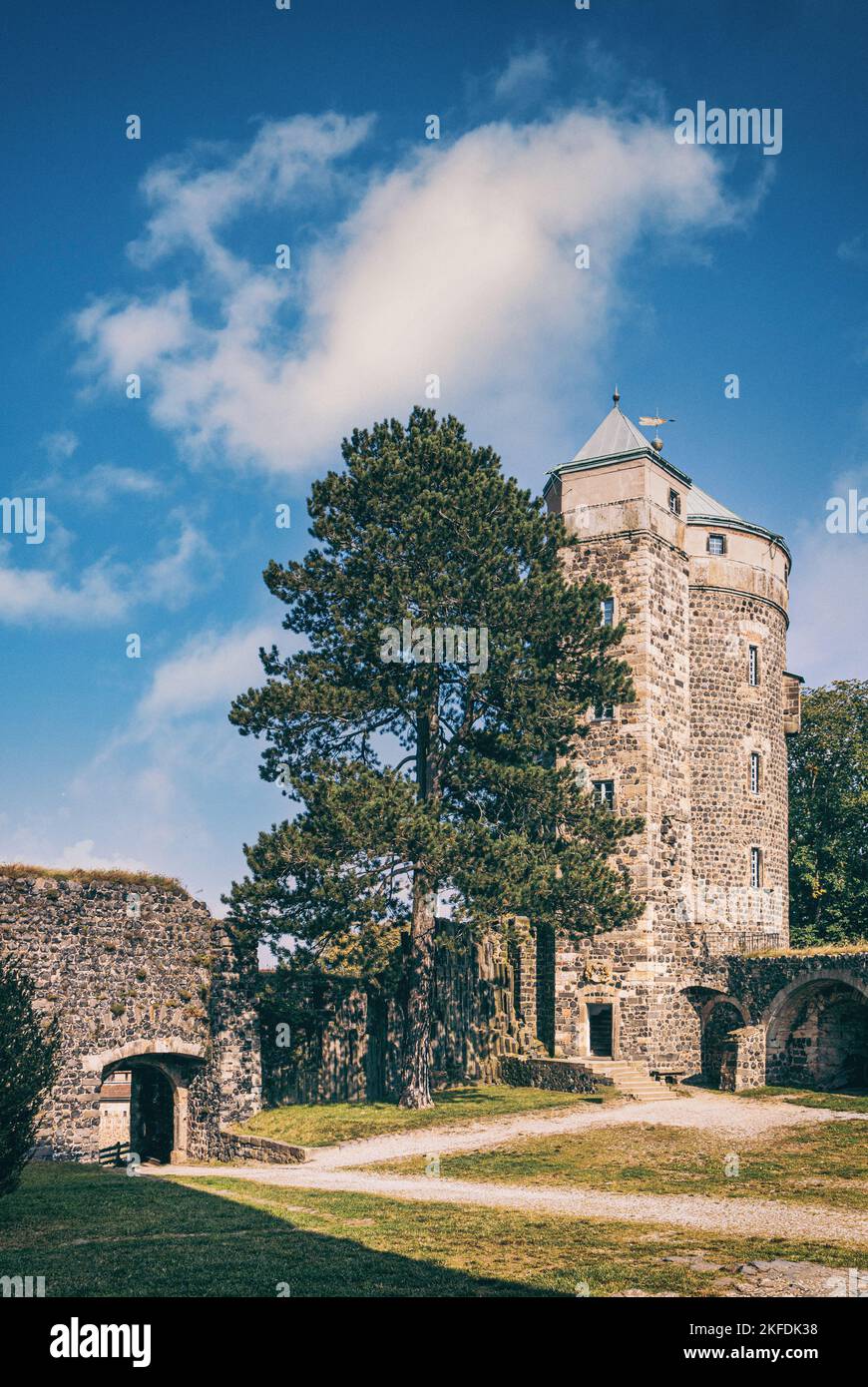 Stolpen Castle in Saxon Switzerland. Tower of the prisoner Countess ...