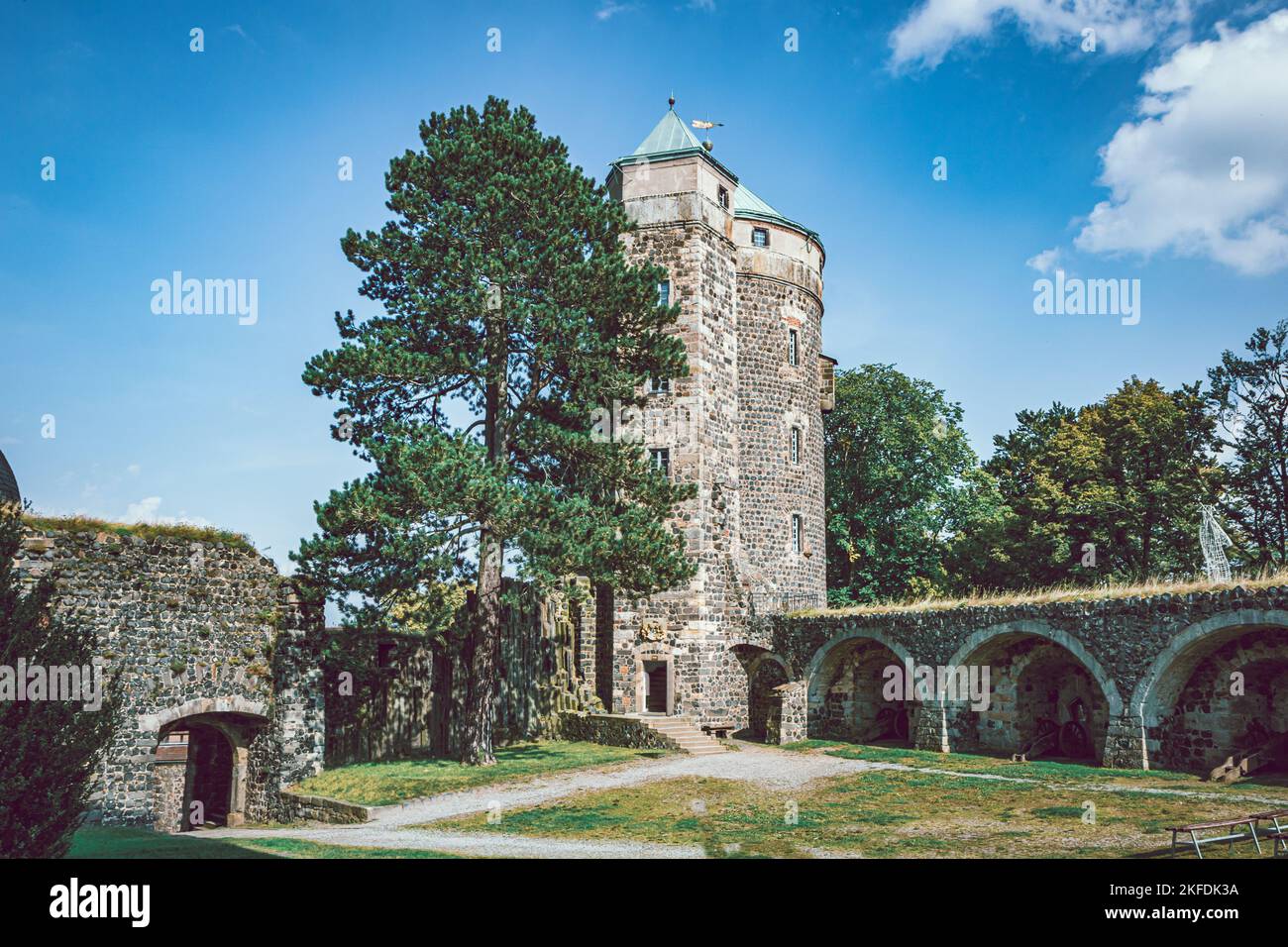 Stolpen Castle in Saxon Switzerland. Tower of the prisoner Countess ...