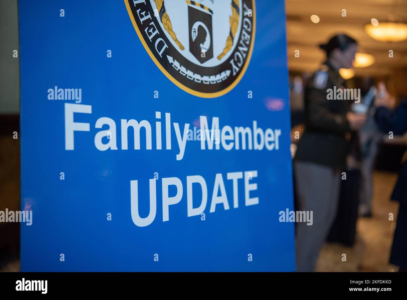 A sign promoting a Defense POW/MIA Accounting Agency (DPAA) Family ...