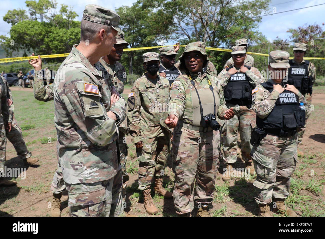 Sgt. Lydia Burke, 661st Military Police Detachment explains how to mark ...