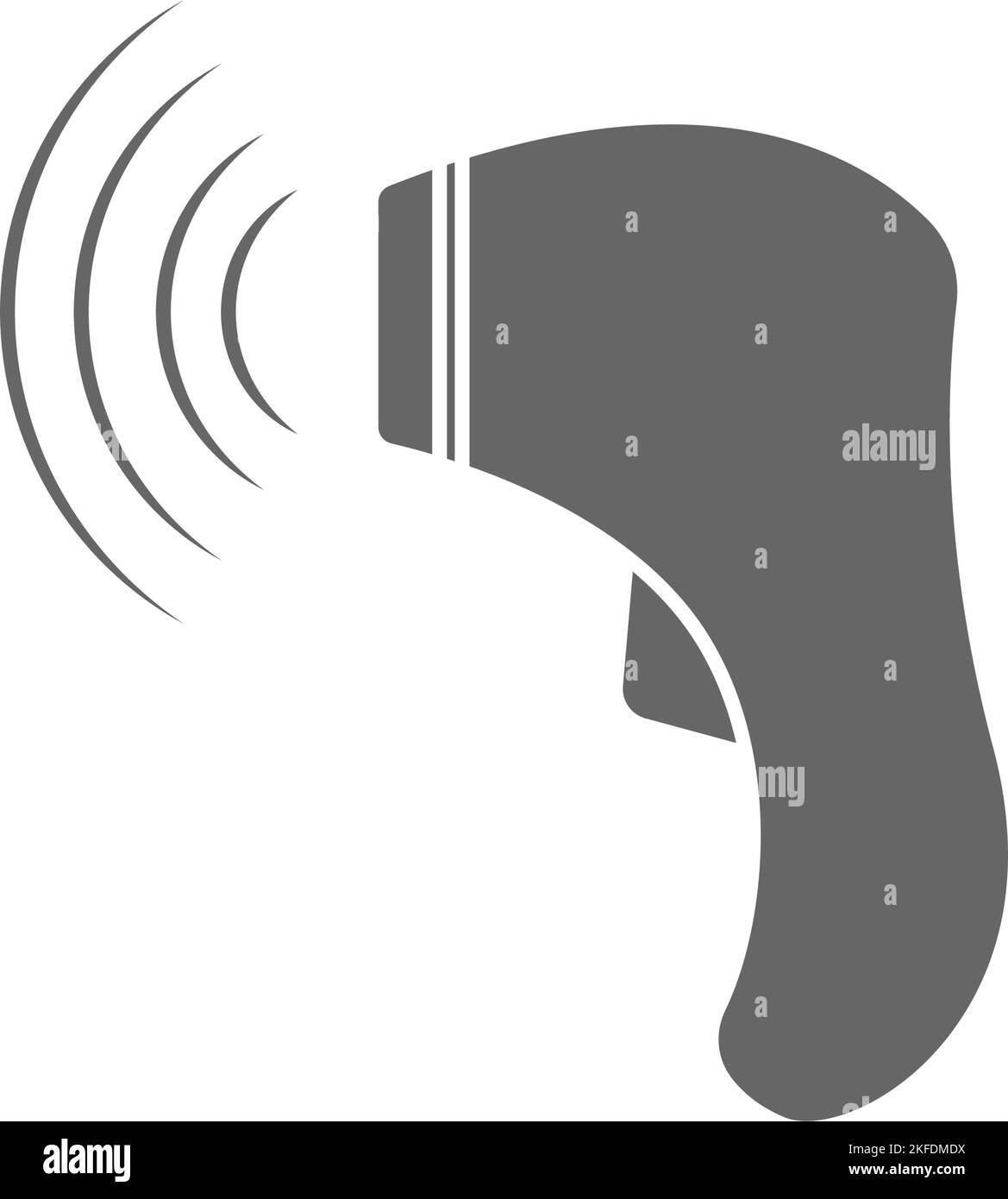 A vector illustration of a gray forehead thermometer on a white ...