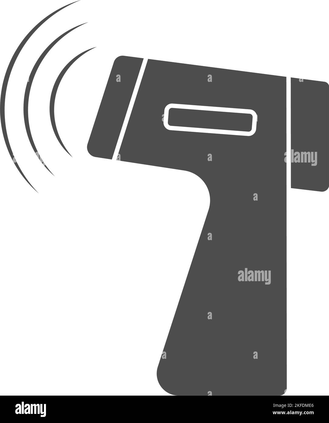 A vector illustration of a forehead thermometer silhouette on a white ...