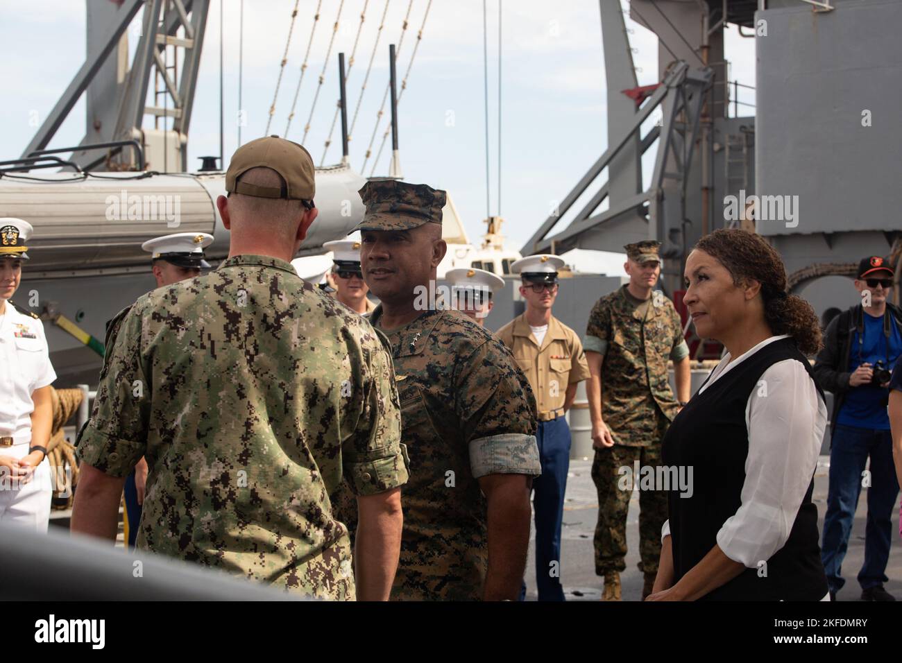 U.S. Marine Corps Lt. Gen. Brian W. Cavanaugh, center, the commanding ...