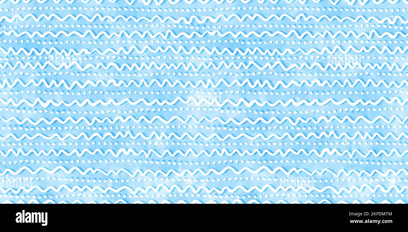 Tranquil blue seamless playful hand drawn kidult squiggly doodle lines ...