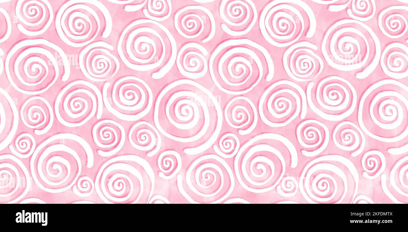 Barbie pink seamless hand drawn kidult pinwheel squiggly line spiral ...