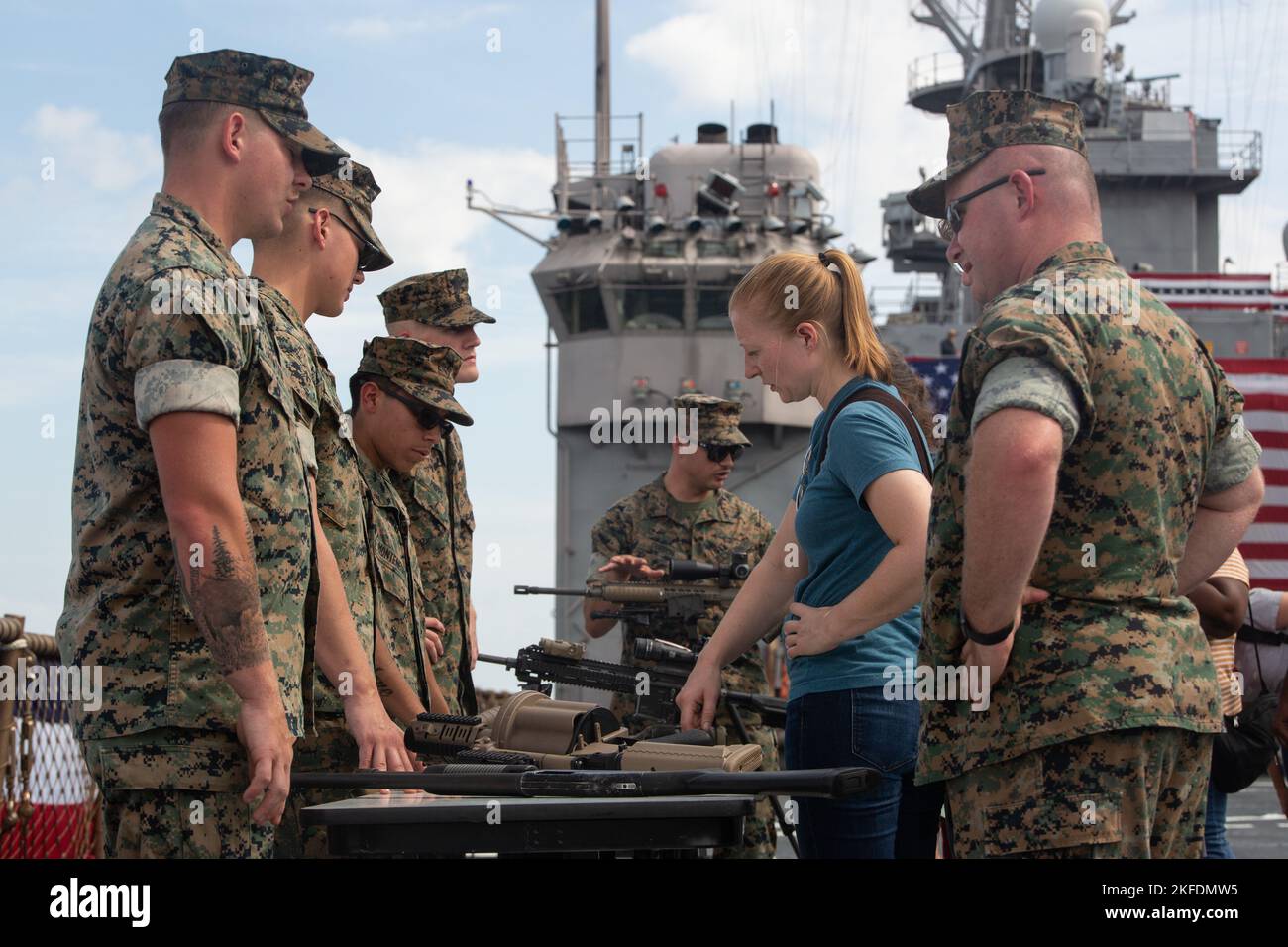 U.S. Marines with Marine Corps Security Force Regiment describe a ...