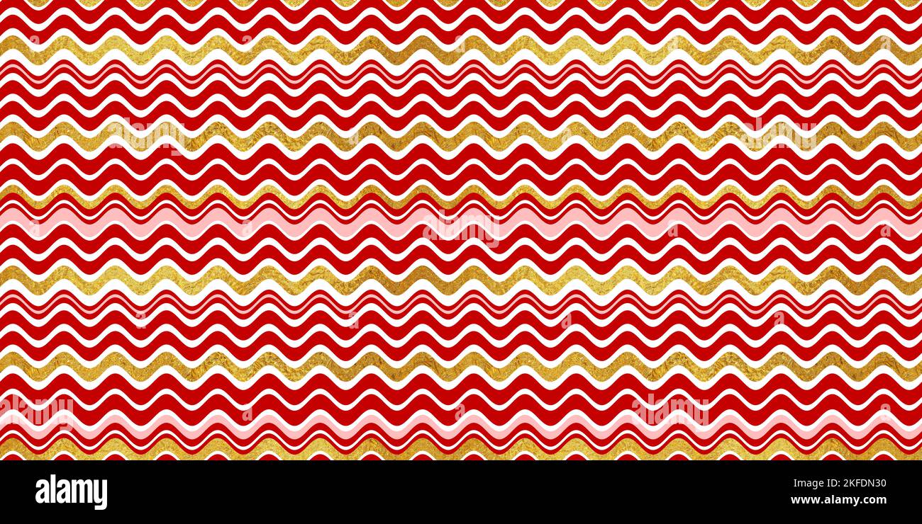 Christmas seamless pattern of red and white wavy horizontal candy cane ...