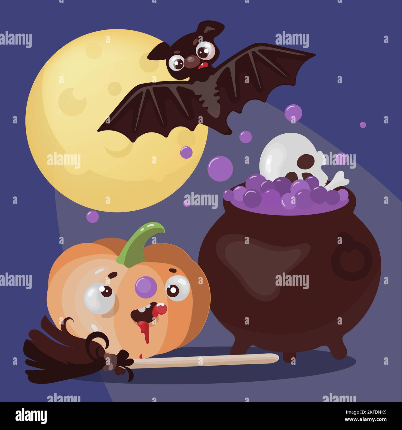 BAT MAGIC Mystic Holiday Halloween Animal Cartoon Hand Drawn Flat ...