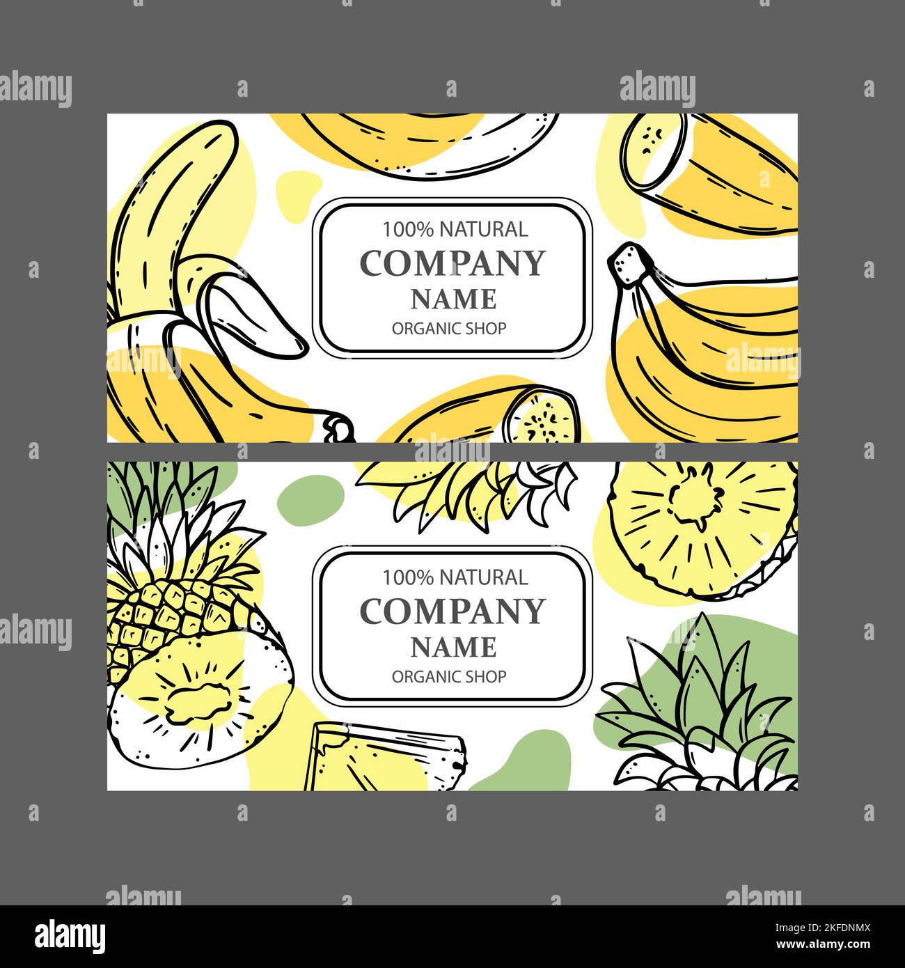 BANANA PINEAPPLE LABELS Design Of Stickers For Shop Of Organic Natural ...