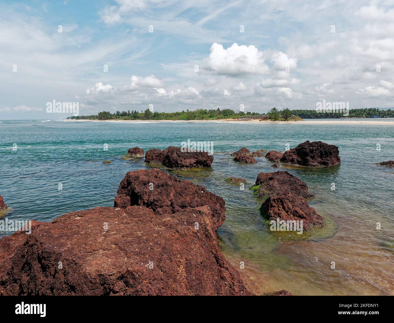 Rocky sea shore of Betul beach in state Goa India Stock Photo - Alamy