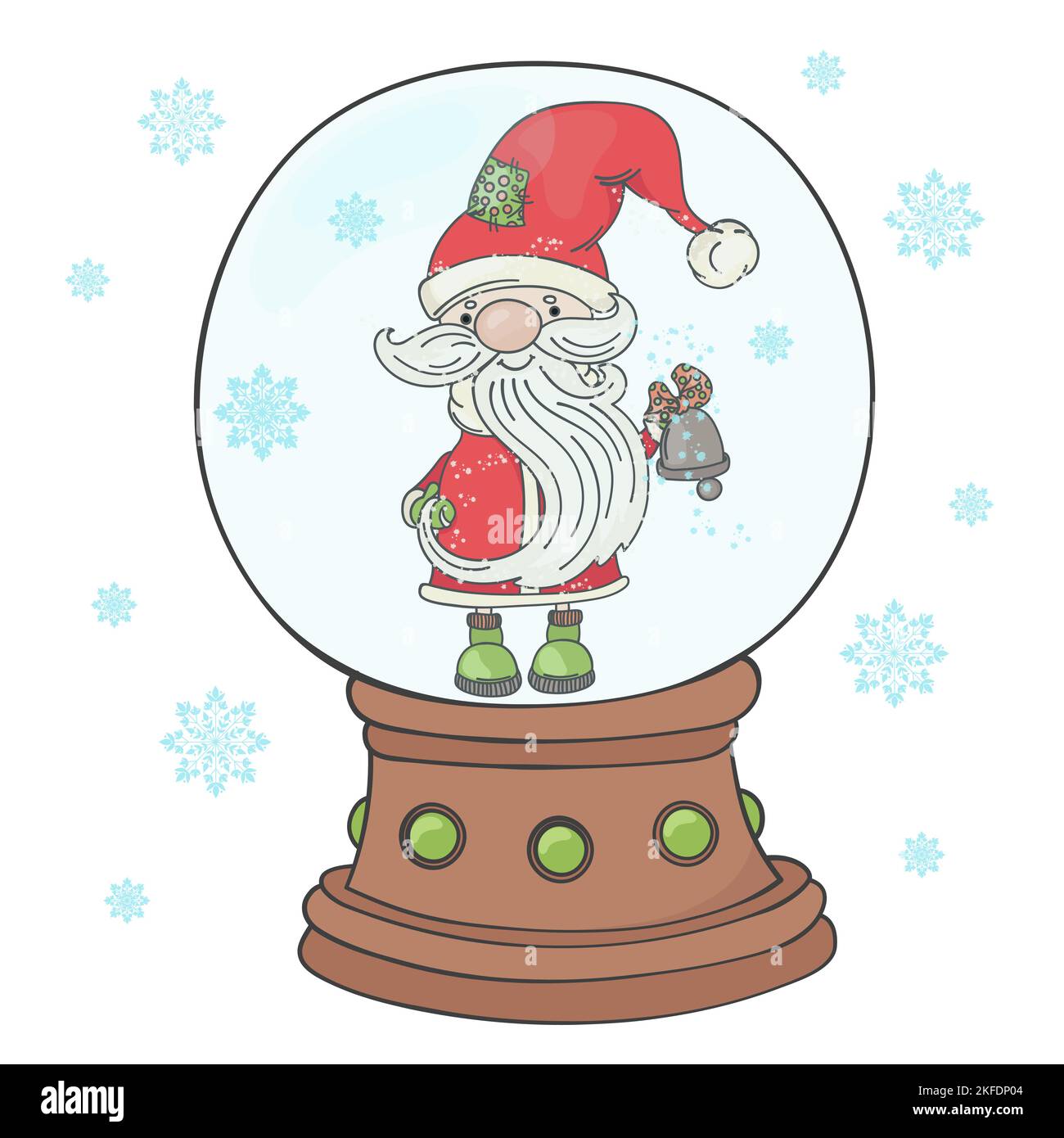 BELL SANTA Merry Christmas And New Year Cartoon Holiday Vector ...
