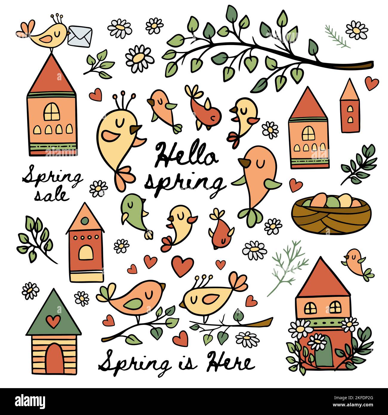 Birds family clipart Cut Out Stock Images & Pictures - Alamy