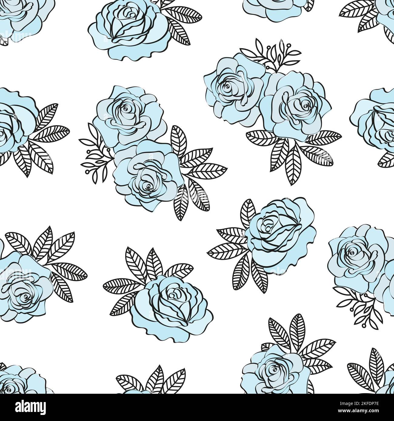 BLUE ROSE PATTERN Wedding Floral Flower Seamless Canvas Vector ...