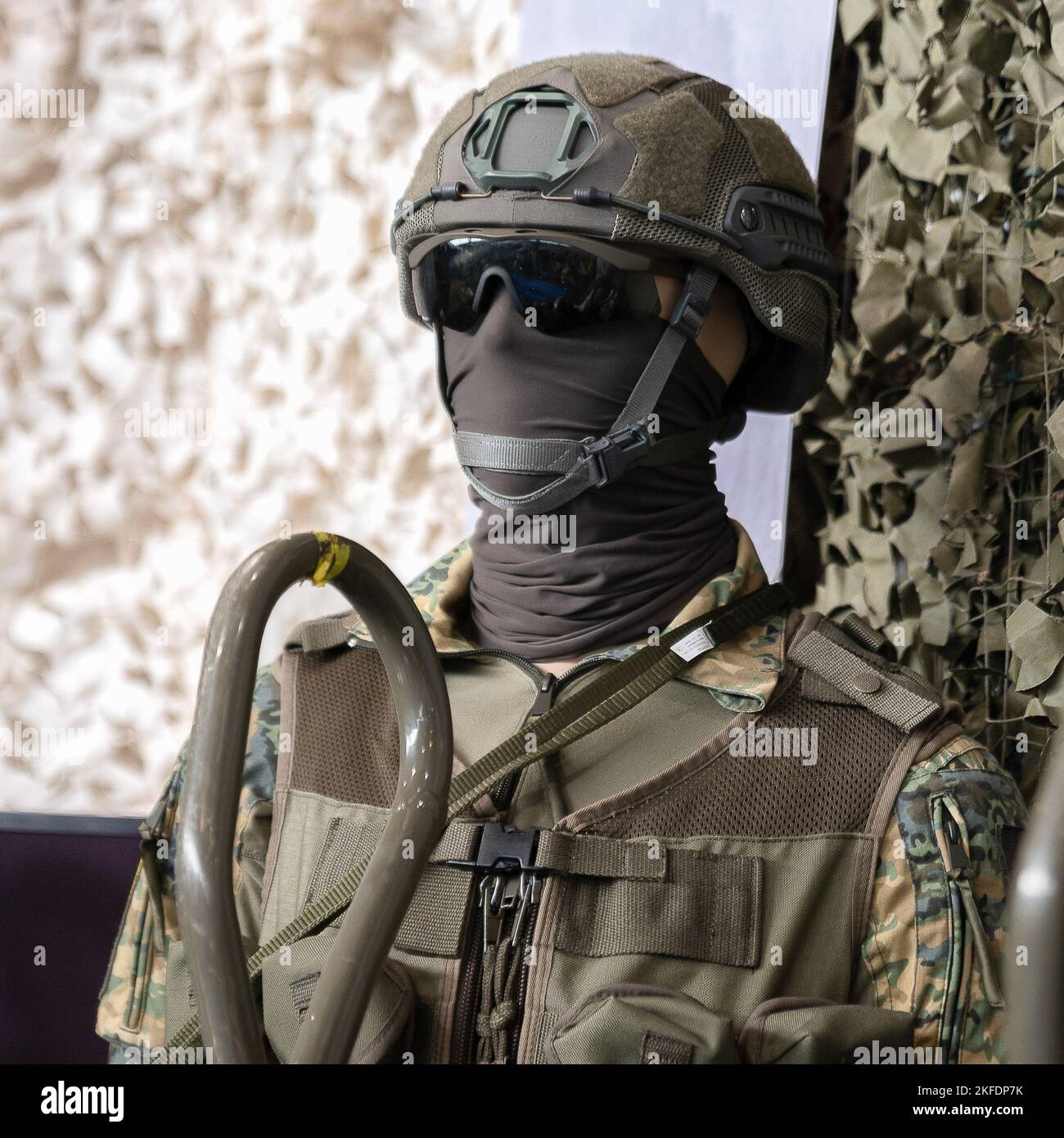 A Simulation of a soldier mannequin in a military suit for orientation ...