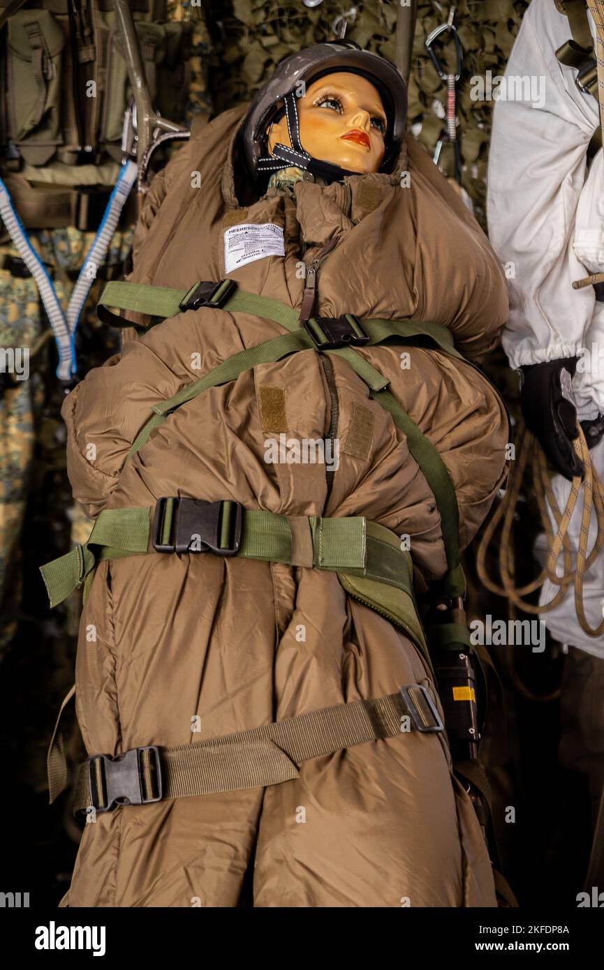 A Simulation of a female soldier mannequin in military suit for ...