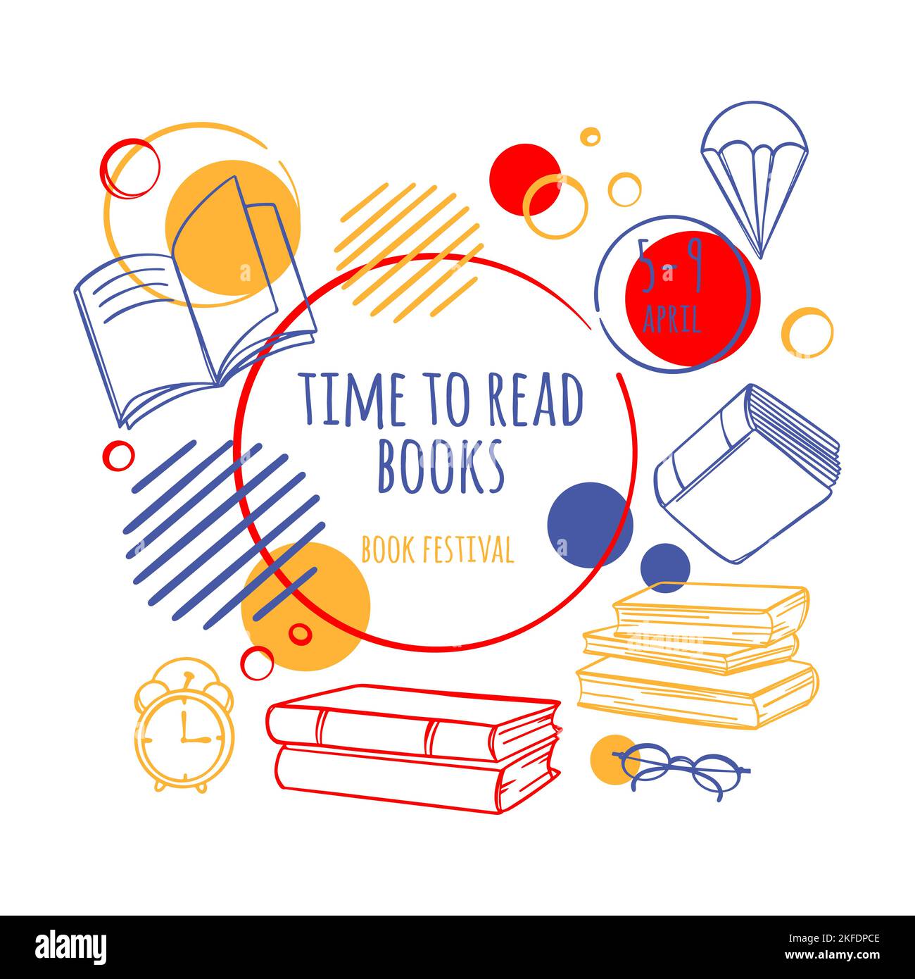 BOOK FESTIVAL Bookstore Library Concept Vector Illustration Studying In ...