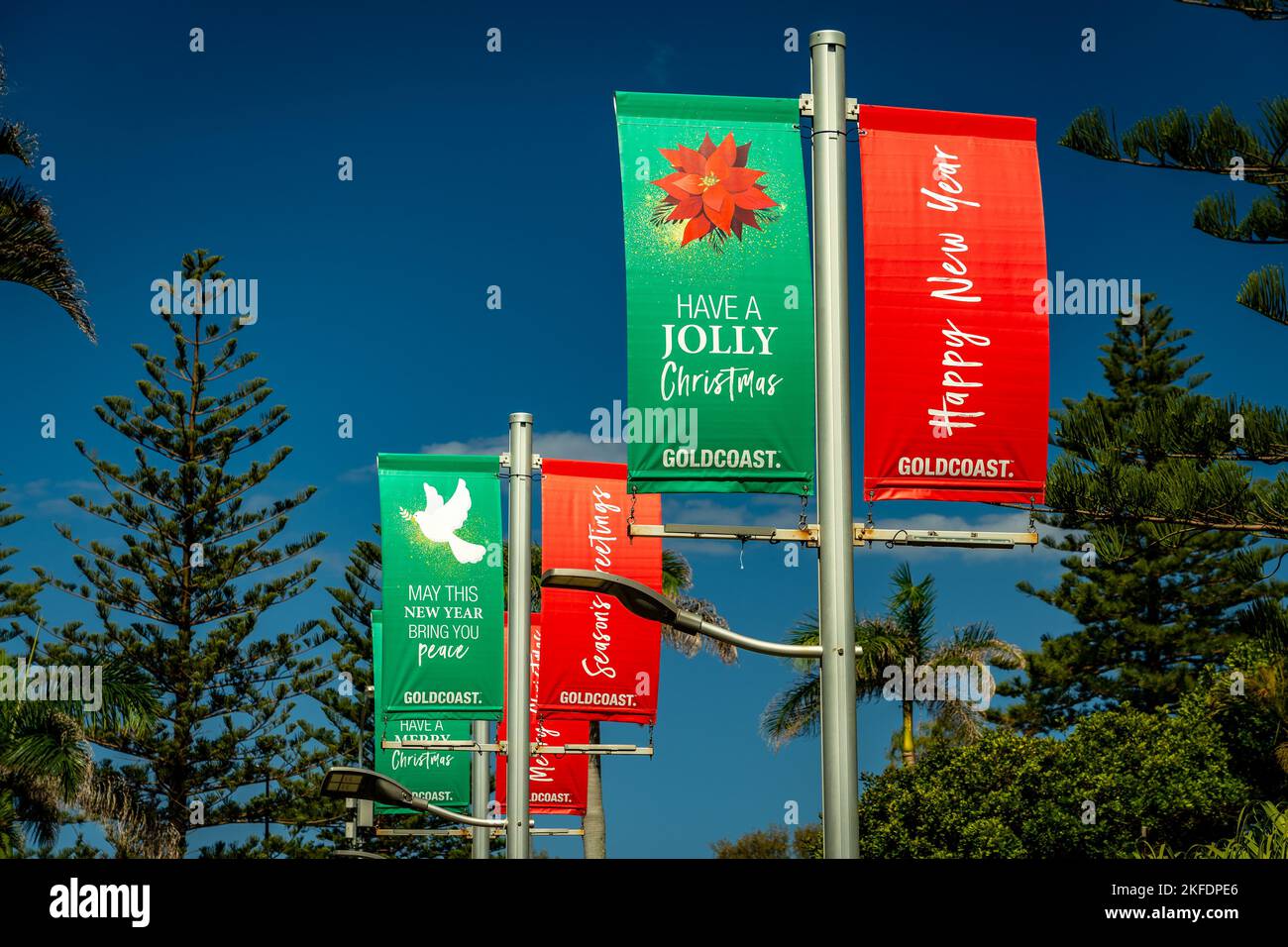 Gold Coast, Queensland, Australia - Christmas banners with festive ...